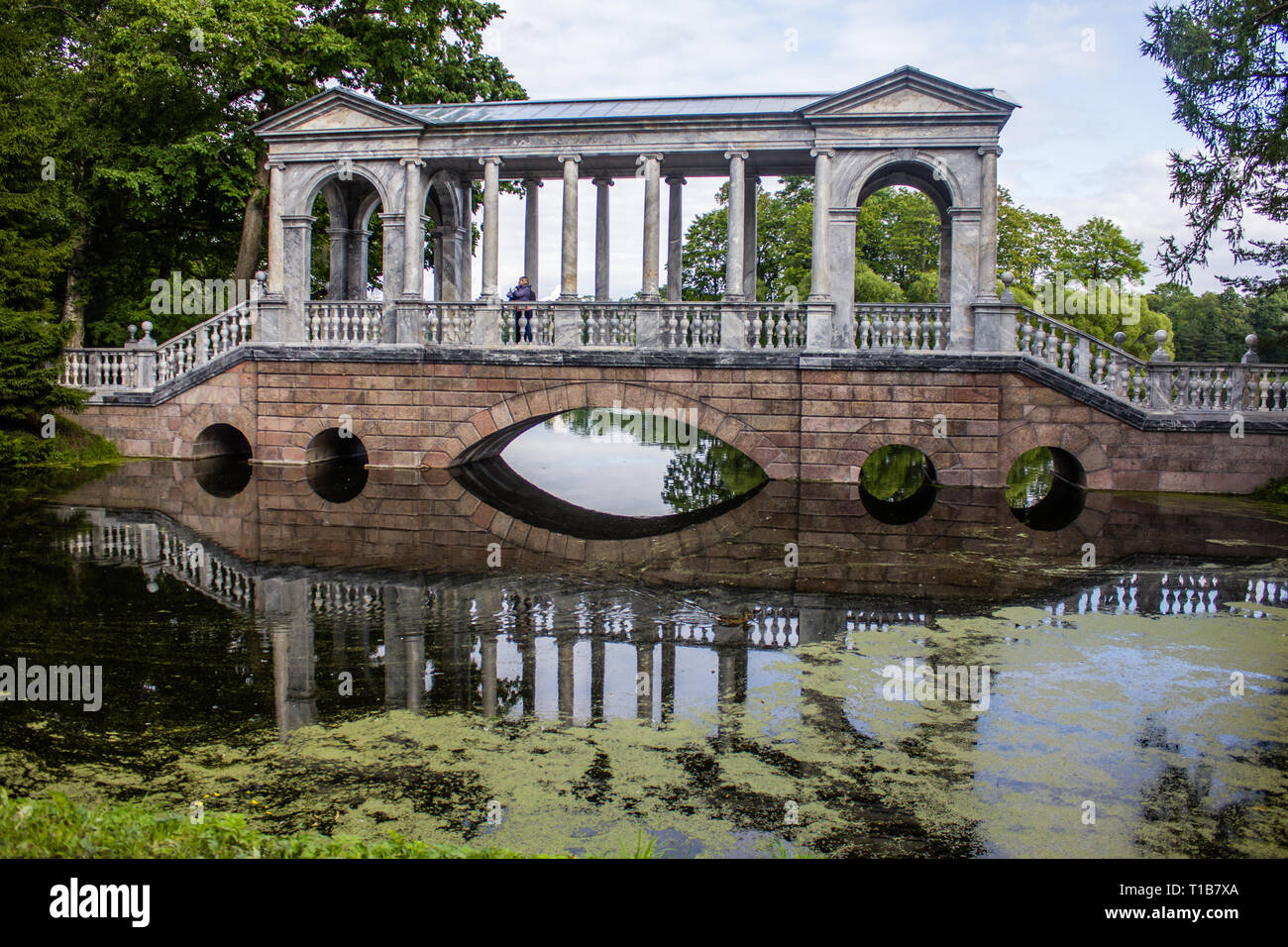 Marble bridge. Marble bridge in the Catherine Park in Pushkin. Russia ...