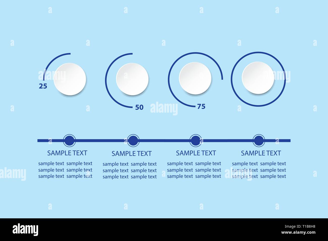 Modern infographic labels as performance presentation showing quarter ...