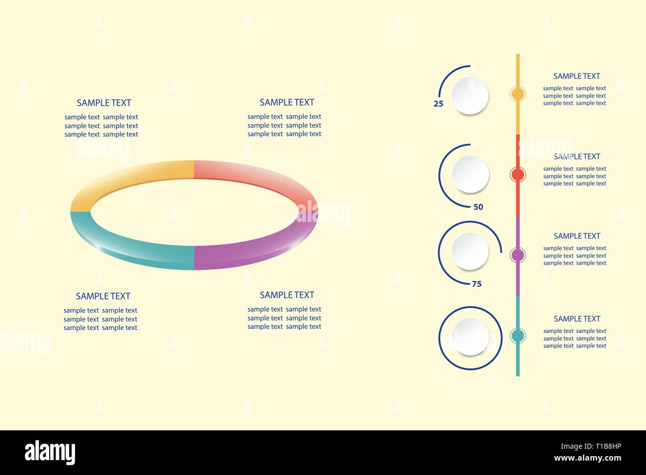Infographic of colorful ellipse divided into 4 parts showing process ...