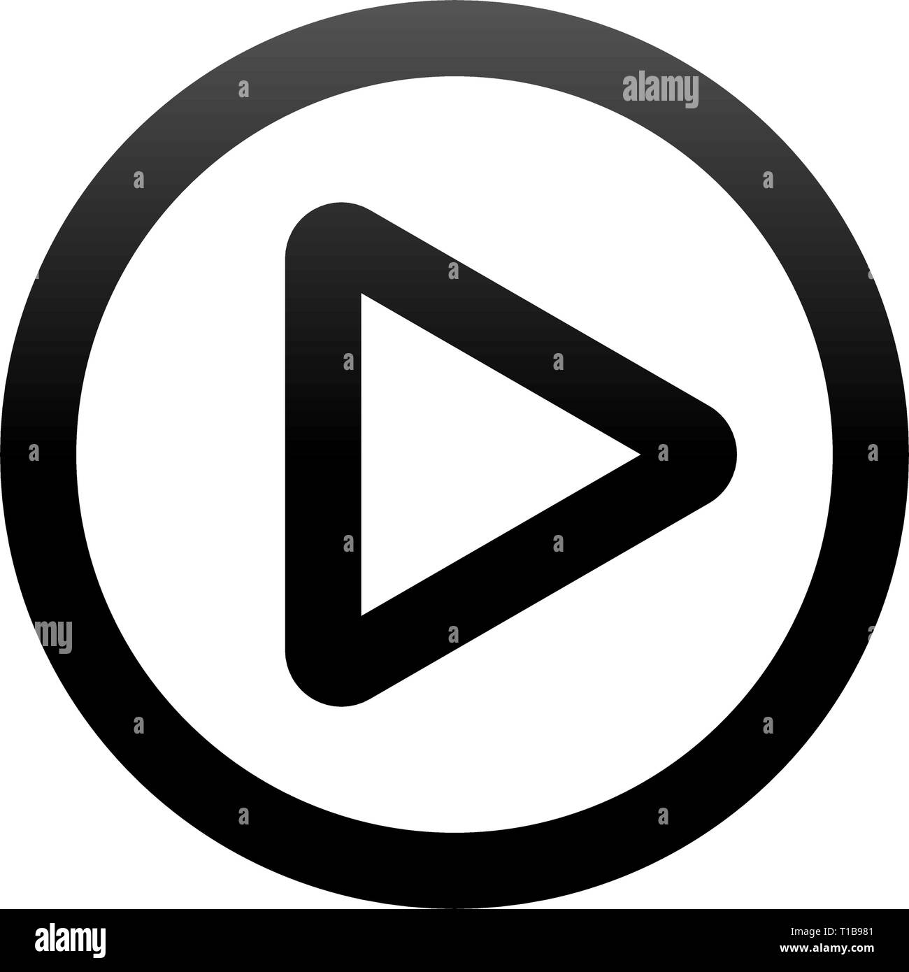 Play button icon - black classic gradient outline, isolated - vector ...