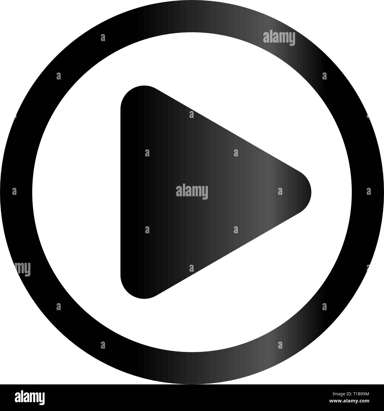 Play button icon - black classic gradient, isolated - vector ...