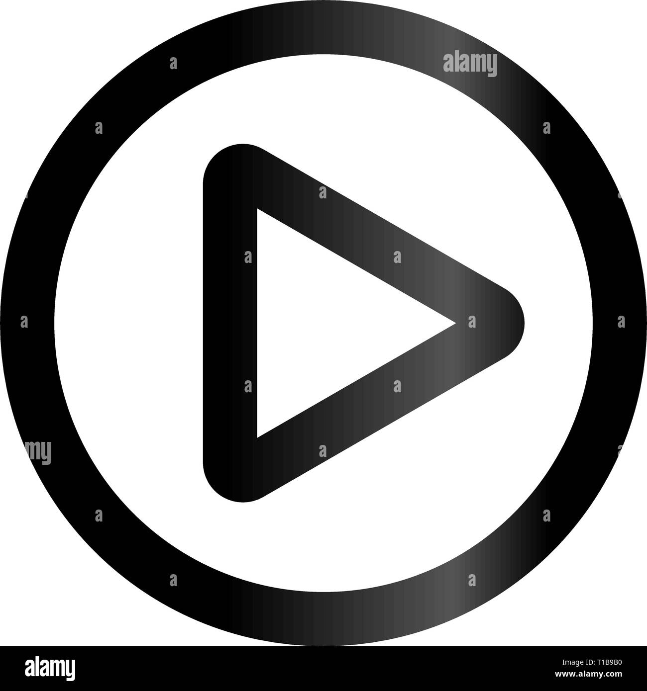 Play button icon - black classic gradient outline, isolated - vector ...