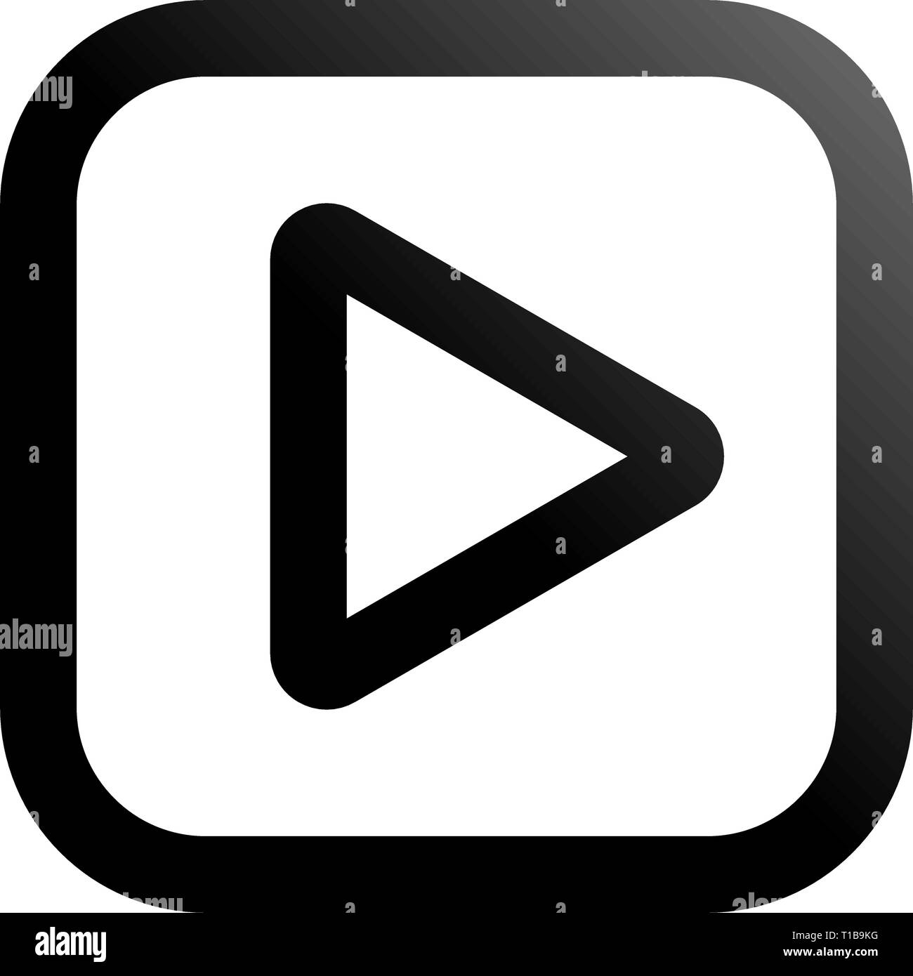 Play button icon - black classic gradient outline, isolated - vector ...