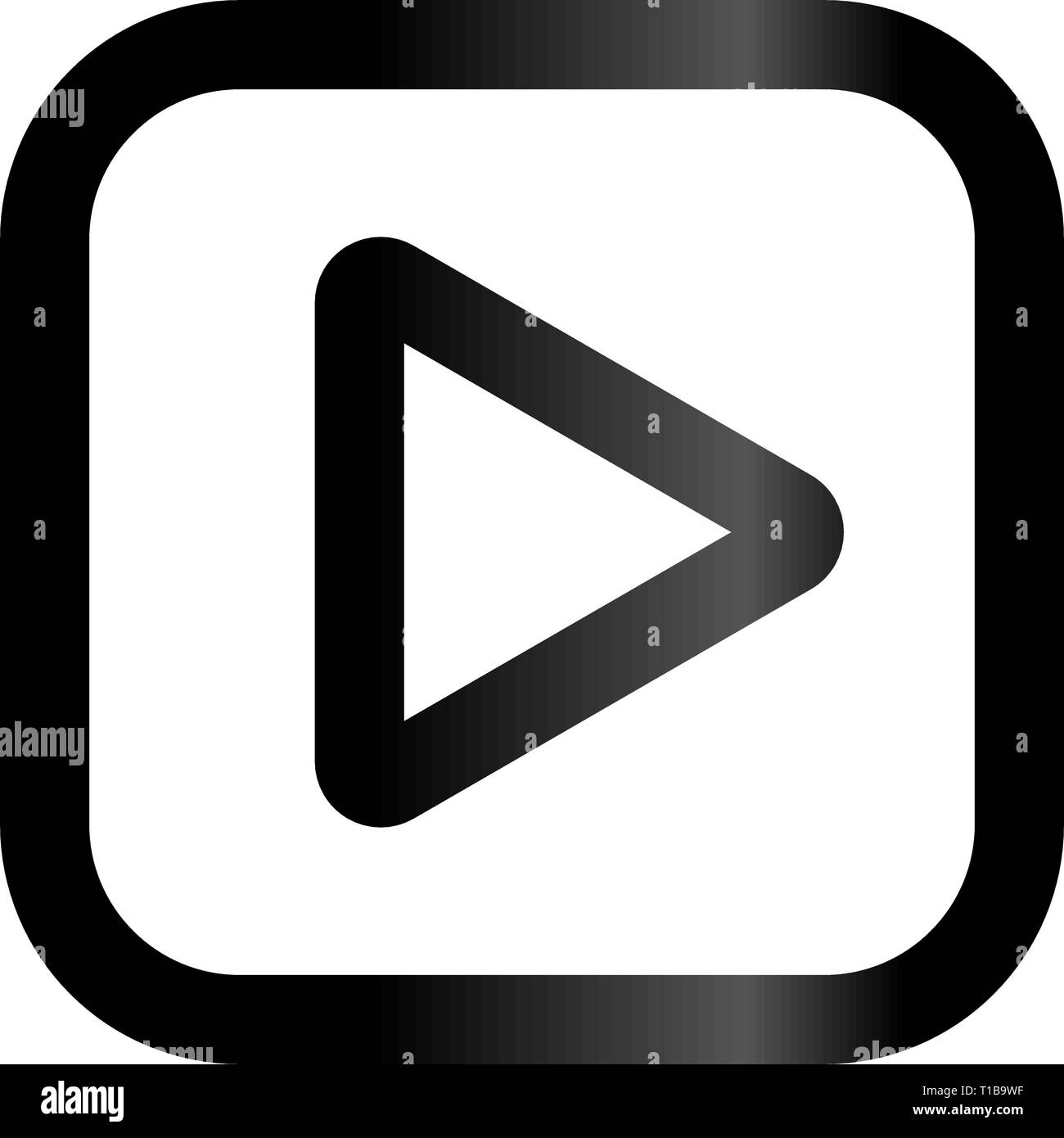 Play button icon - black classic gradient outline, isolated - vector ...