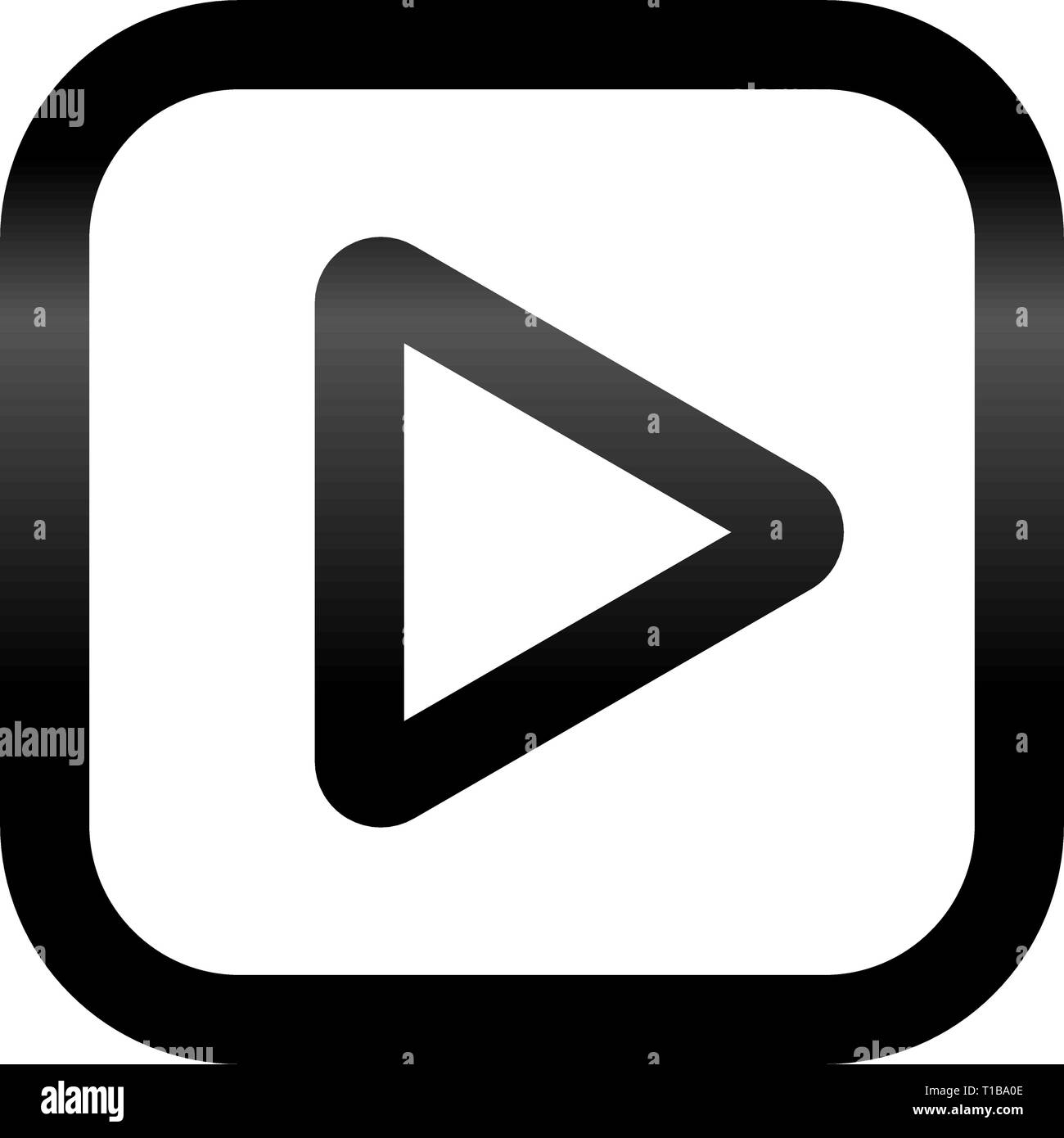 Play button icon - black classic gradient outline, isolated - vector ...