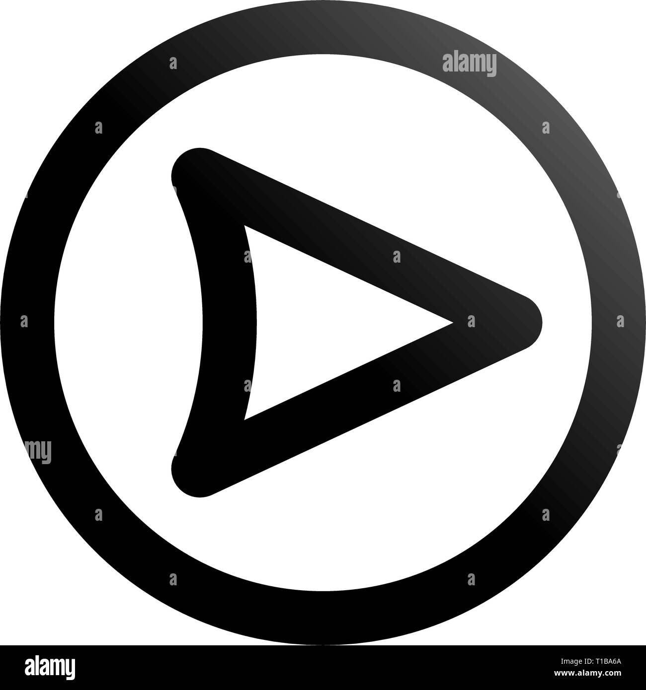 Play button icon - black slick gradient outline, isolated - vector ...