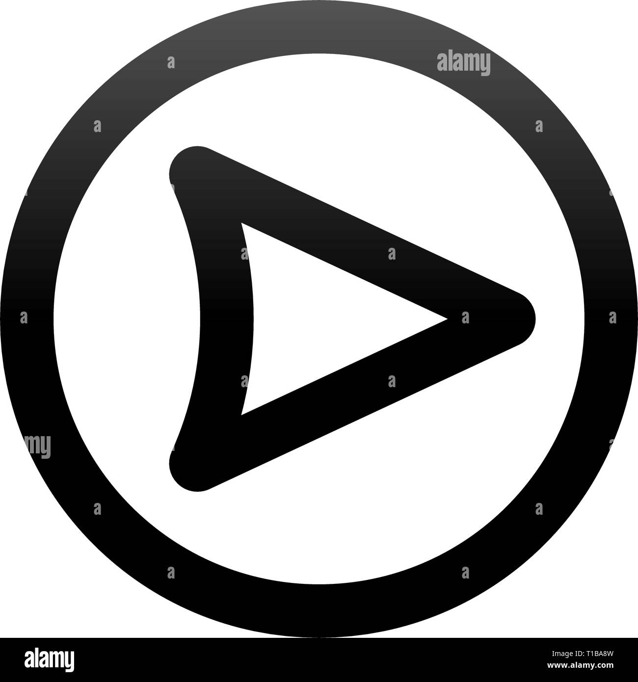 Play button icon - black slick gradient outline, isolated - vector ...