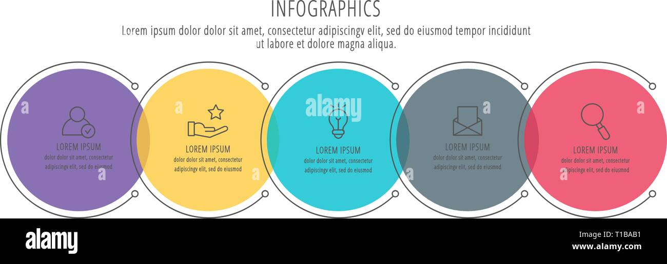 Modern vector illustration. Infographic circles template with five ...