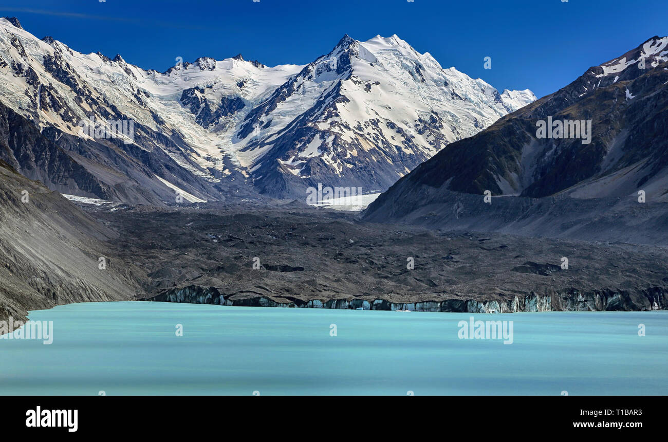 View over Tasman Lake with Tasman glacier, New Zealand Stock Photo - Alamy