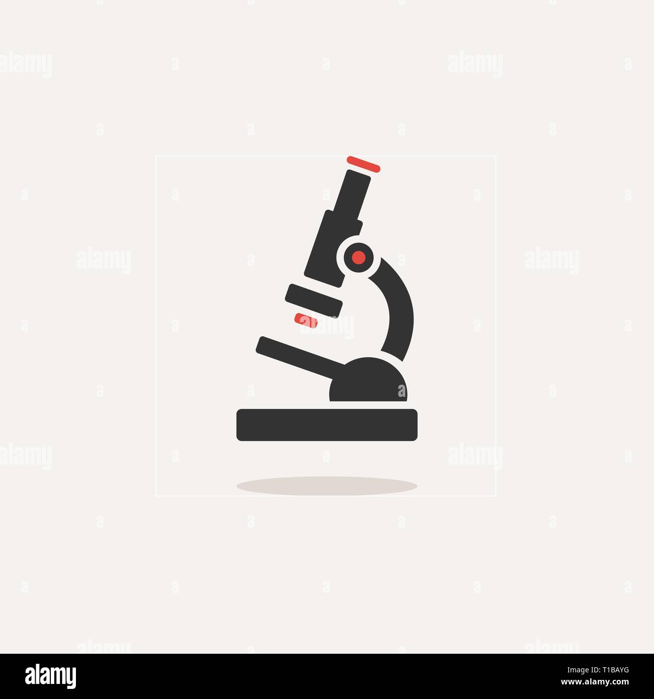 Microscope icon with shade on a beige background. Science and research ...