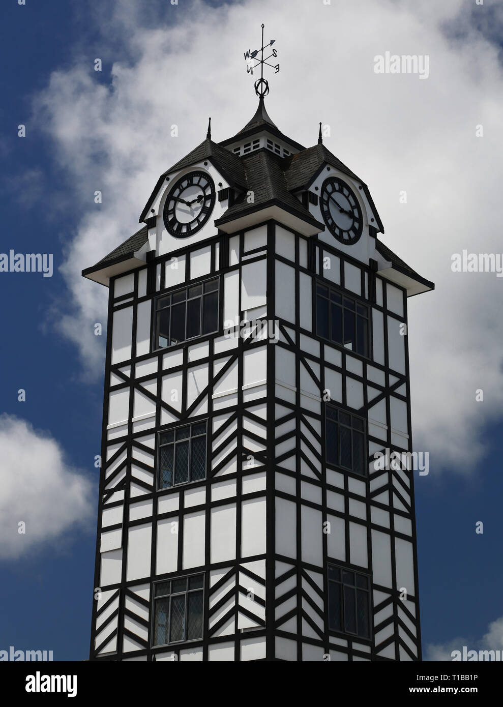 Historic tower of Stratford near volcano Taranaki, New Zealand Stock ...