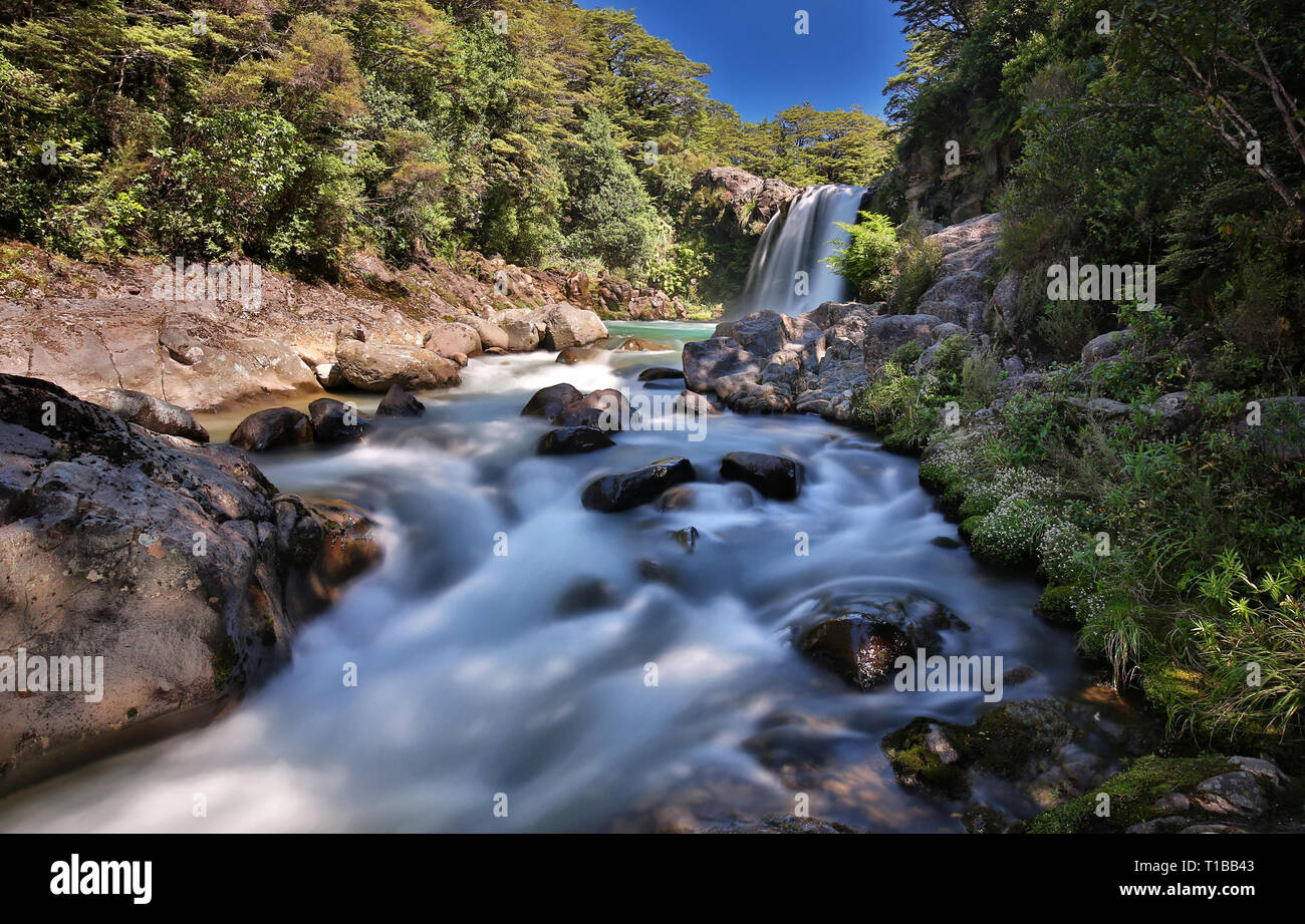 Panoramic view of the Tawhai Falls (Tongariro National Park, New ...