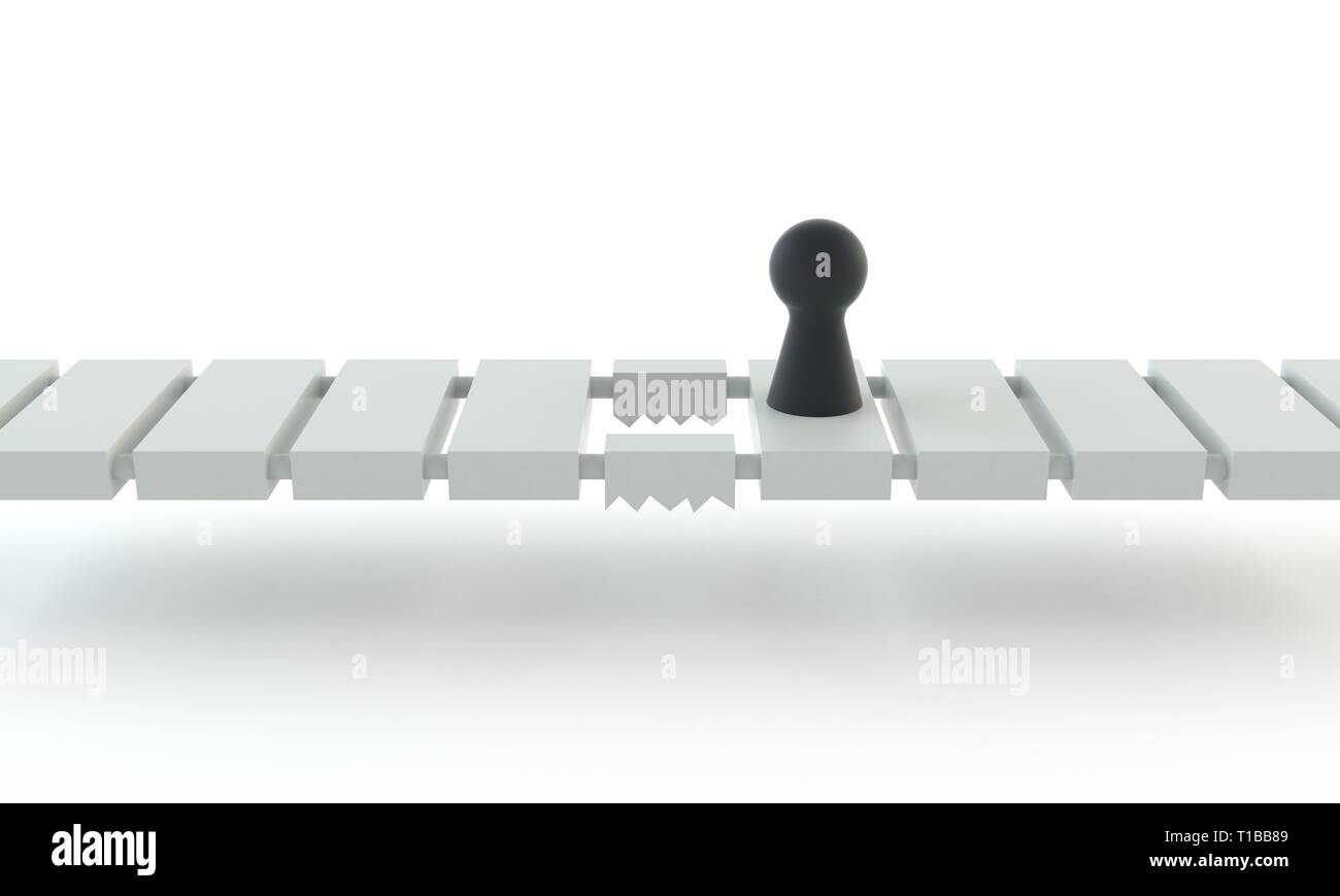 Figure on a broken bridge Stock Photo - Alamy