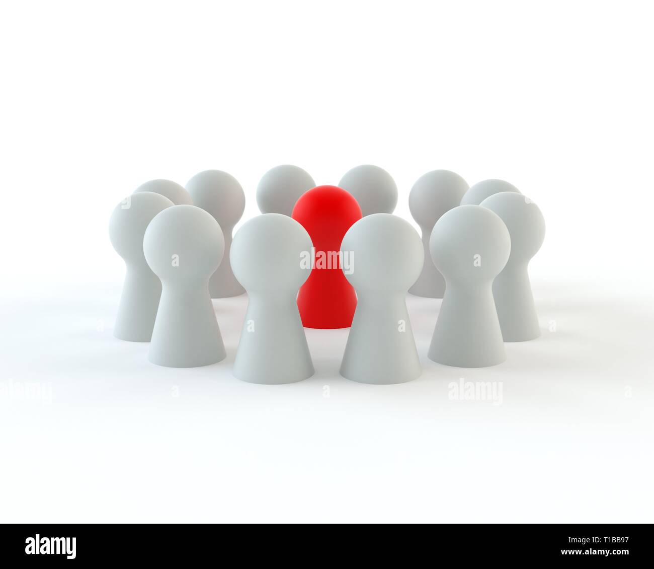 Red figure in the middle with a circle of white figures around her ...