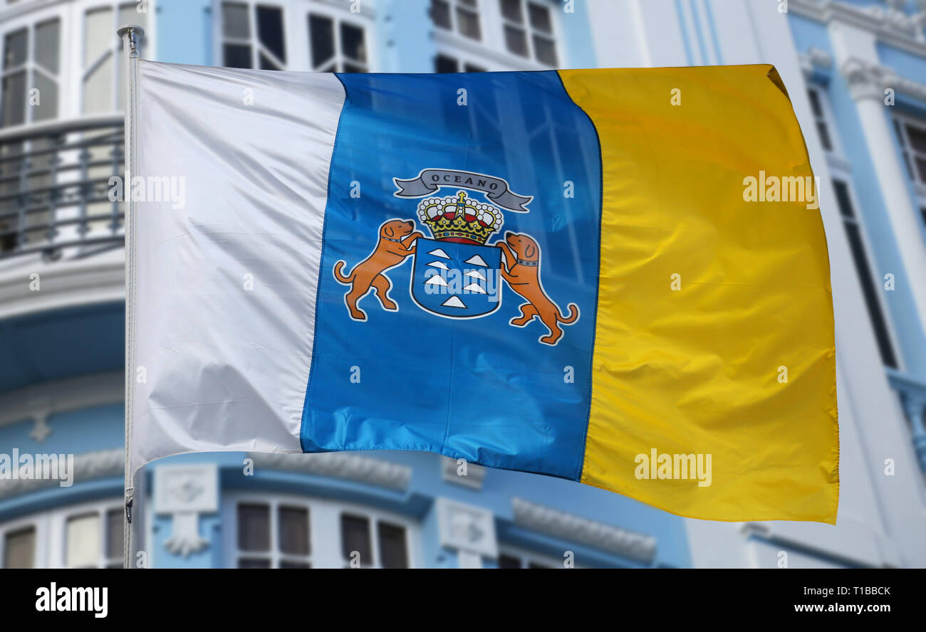 Flag of the Canary Islands Stock Photo - Alamy