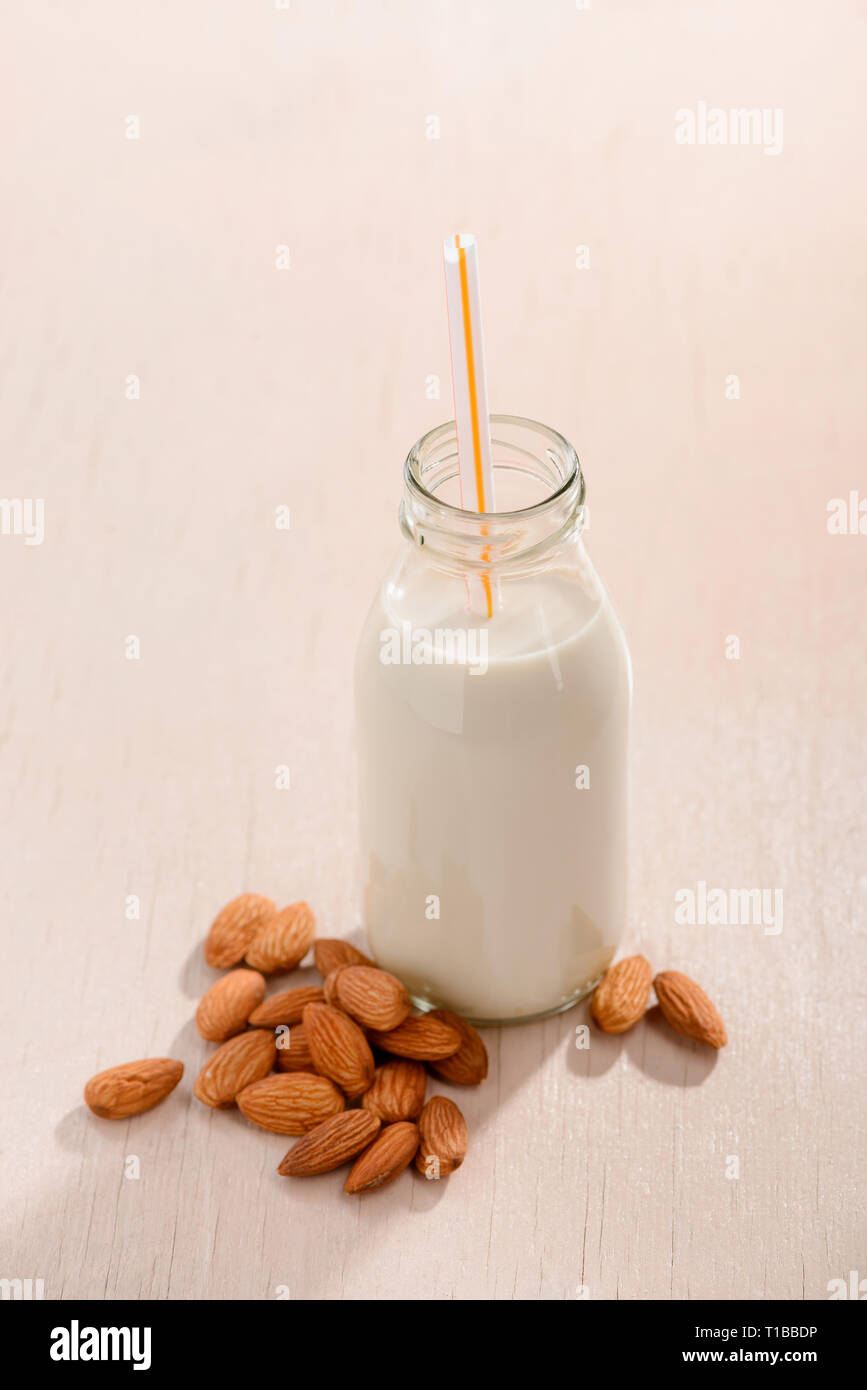 Bottle of almond milk Stock Photo - Alamy