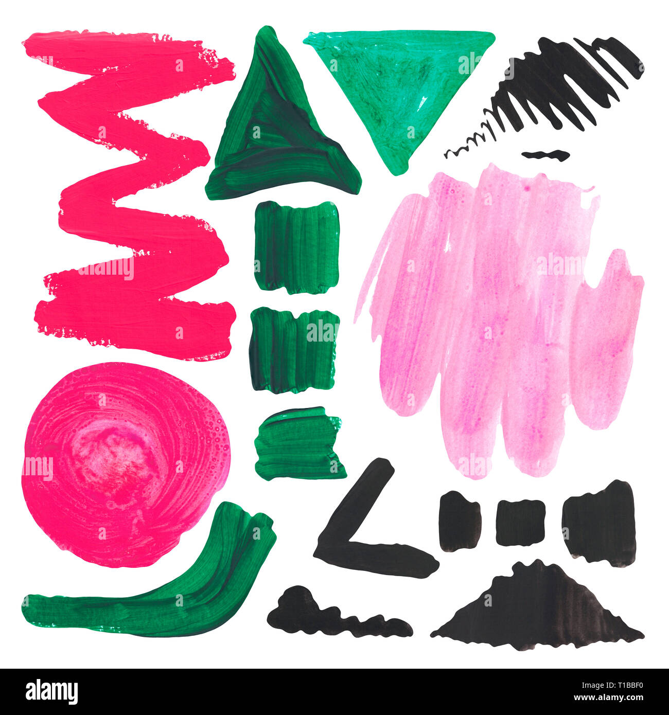 Set of bright color spots textures on white isolated background Strokes ...