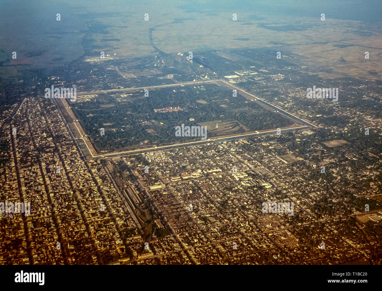 Myanmar[Burma] Aerial view of Mandalay's Royal square mile Palace ...