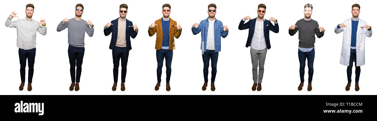Collage of handsome young business man wearing different looks over ...