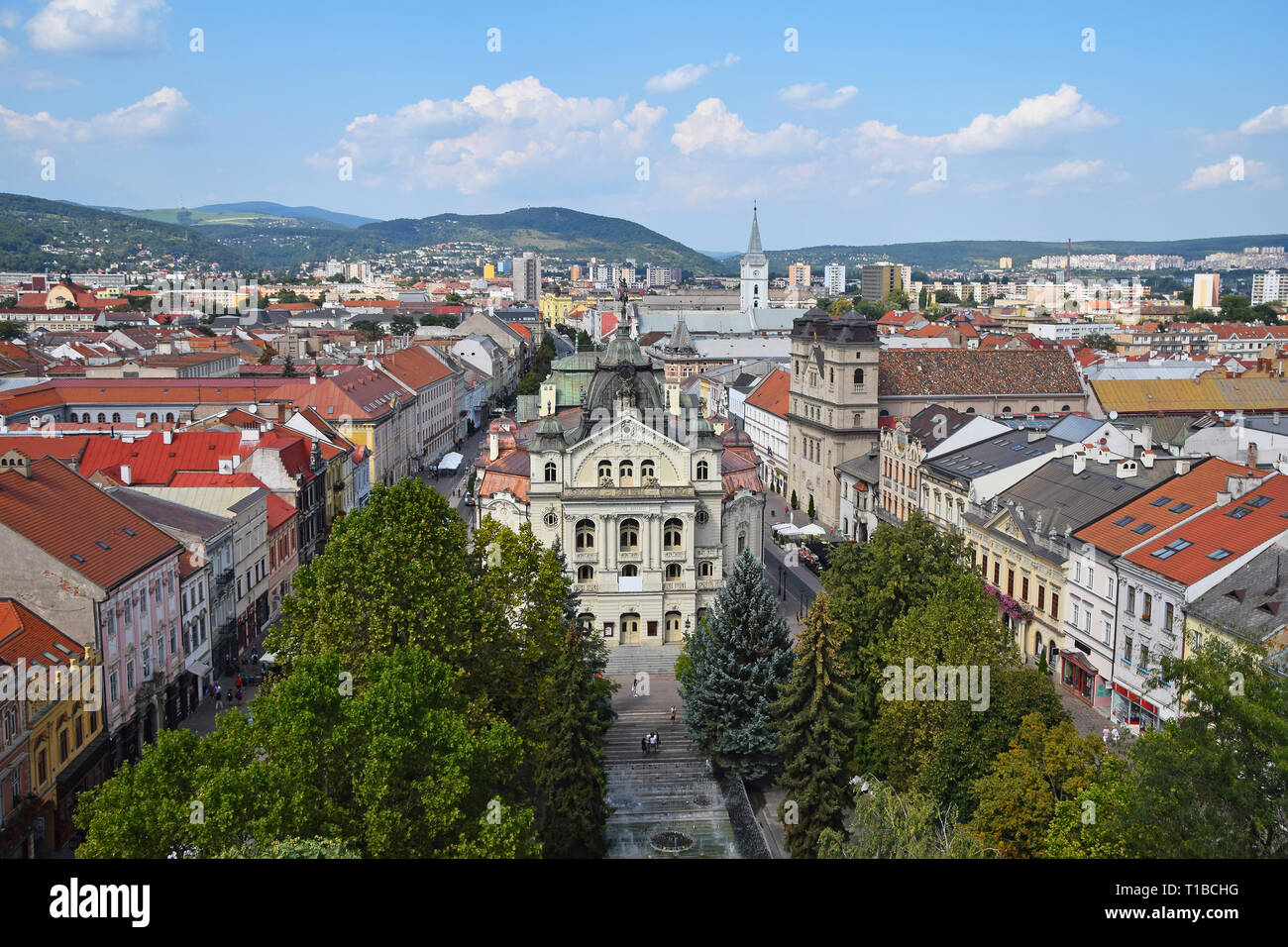 Panoramic city view of Kosice, Slovakia, with view of Hlavne Namestie ...