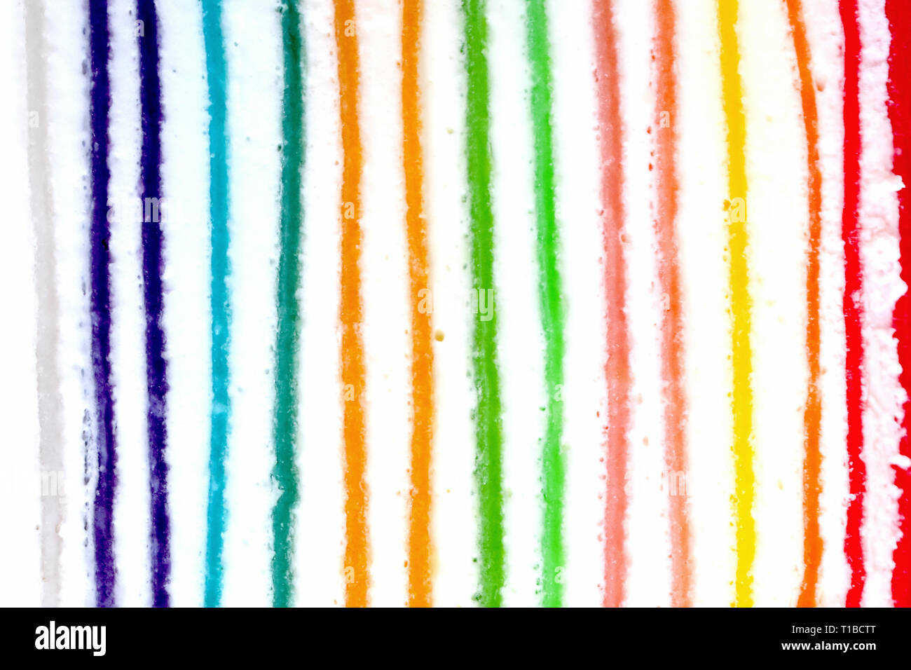 Abstract colorful layer pattern on sliced surface of rainbow crape cake ...