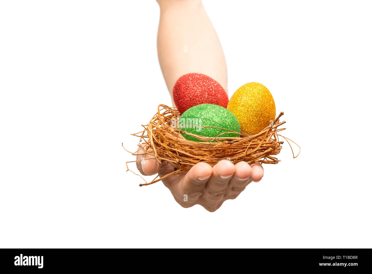 Happy easter hand holding hi-res stock photography and images - Alamy