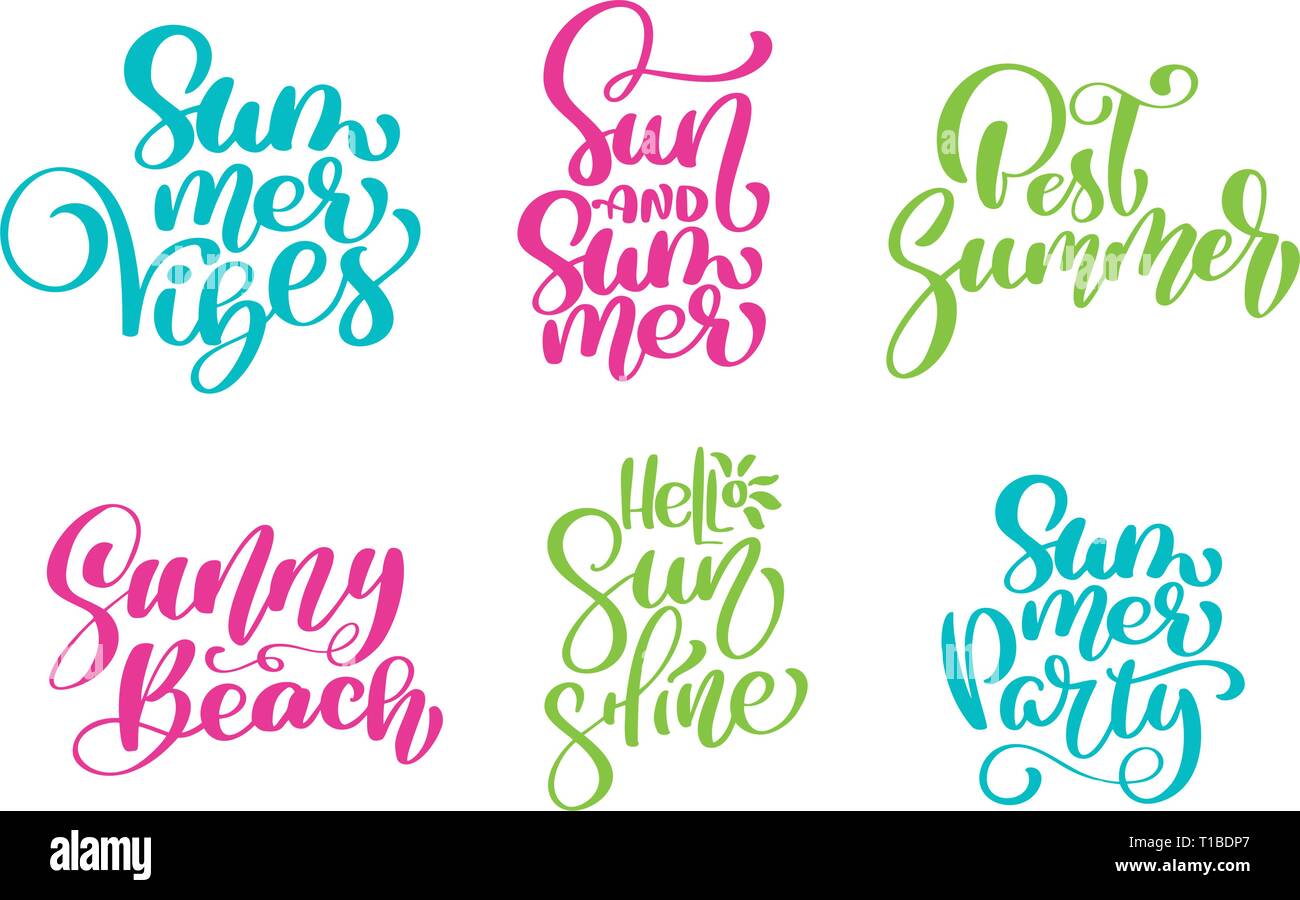Travel lifestyle motivational phrases mega set. Hand drawn summer ...