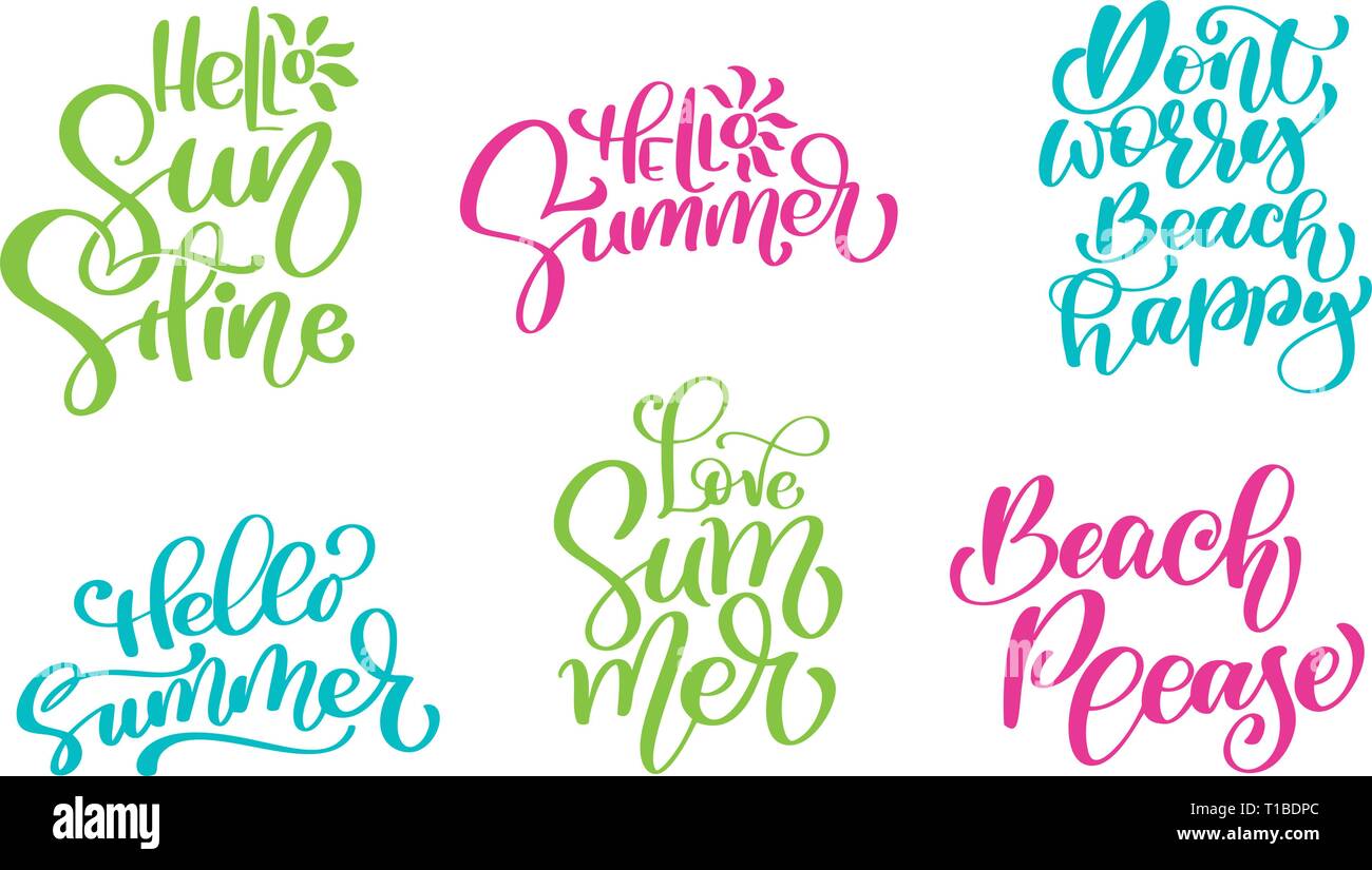 Travel lifestyle motivational phrases set. Hand drawn summer vector ...