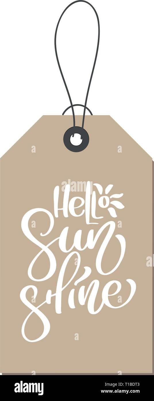 Hello sunshine hand drawn lettering calligraphy vector text on kraft ...