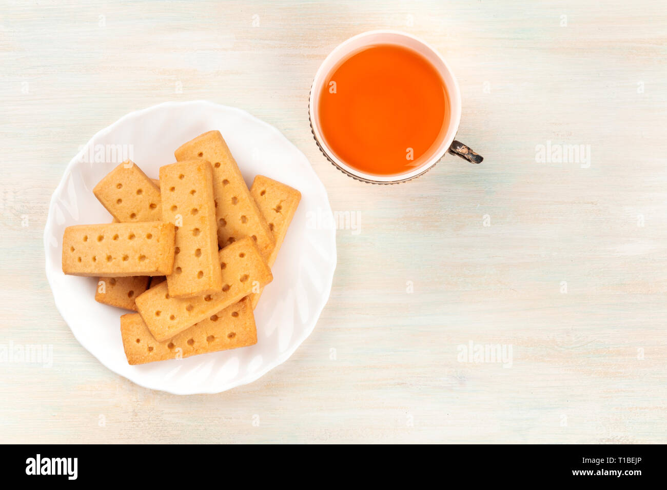 A photo of Scottish shortbread butter cookies, shot from the top on a ...