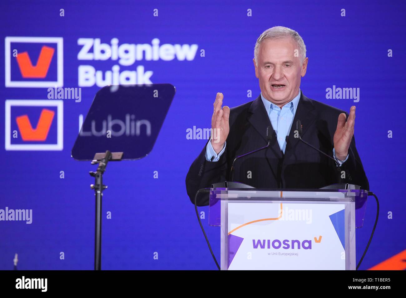 Zbigniew Bujak. Election convention of Robert Biedron's party Wiosna ...