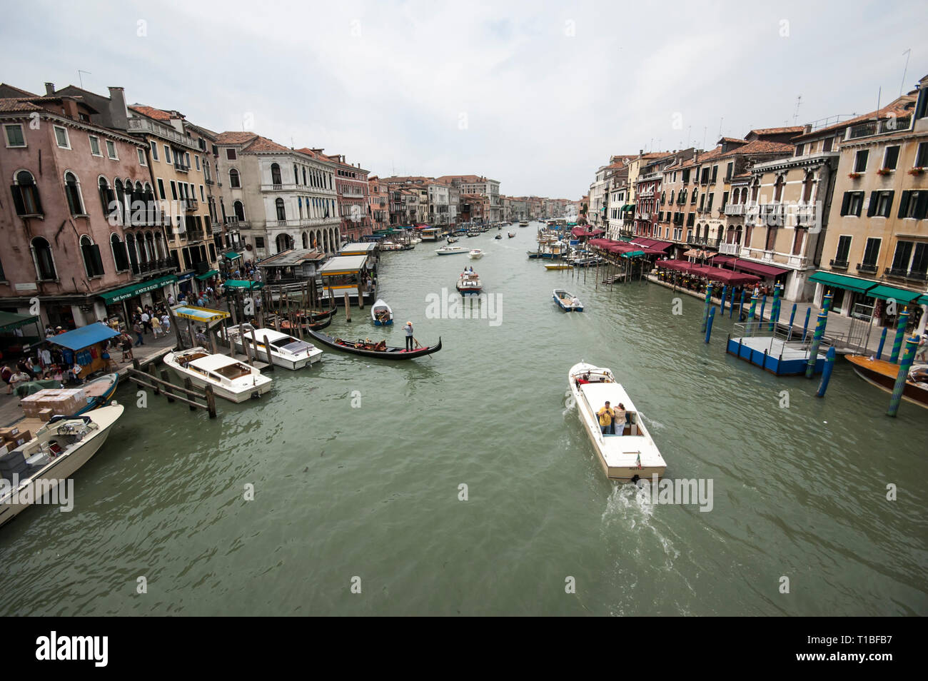 Venice, Italy - 06/10/2009 - View of Grand Canal with Venetian gondola ...