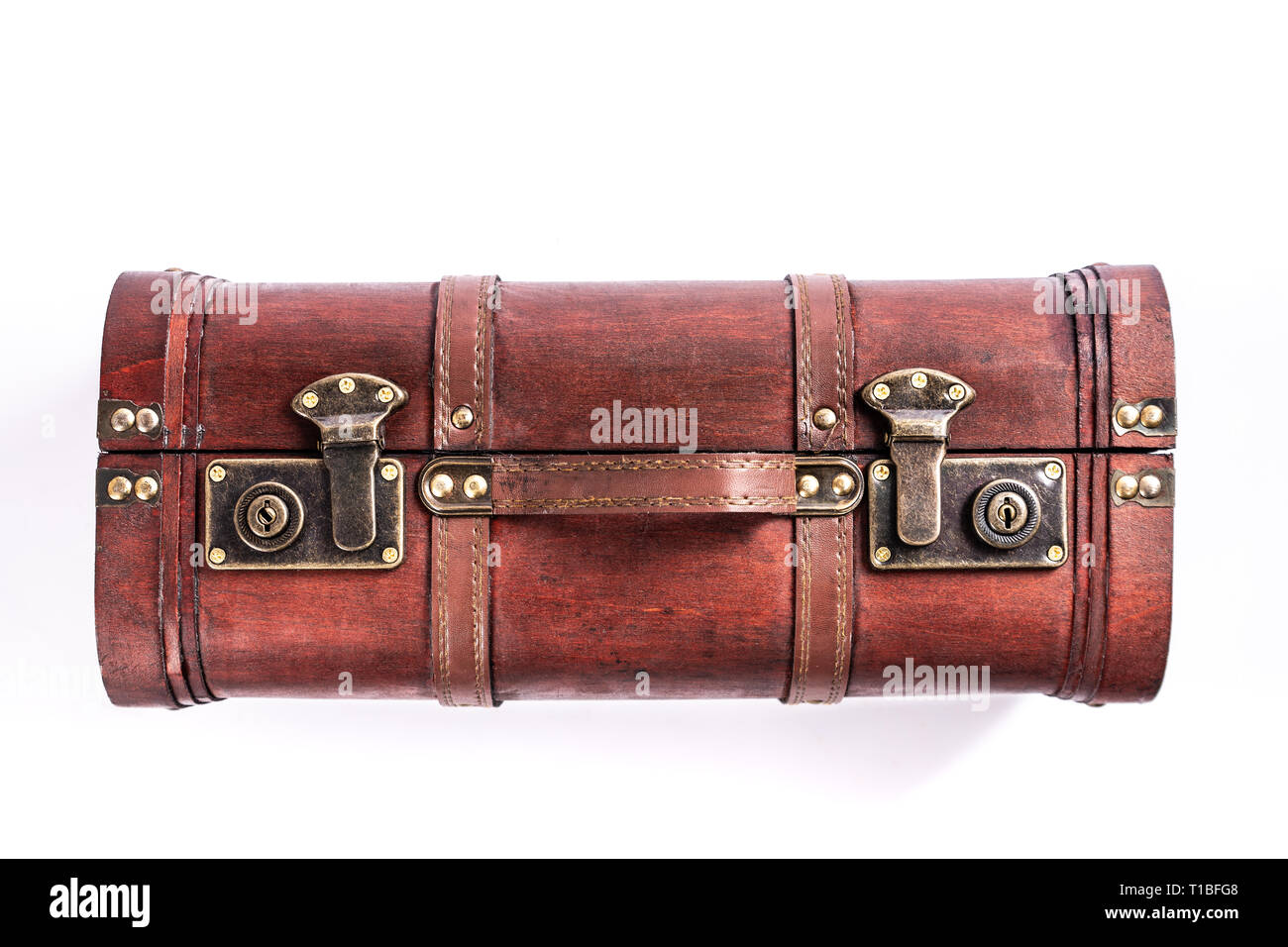 Details of ancient travel suitcase isolated in white background Stock ...