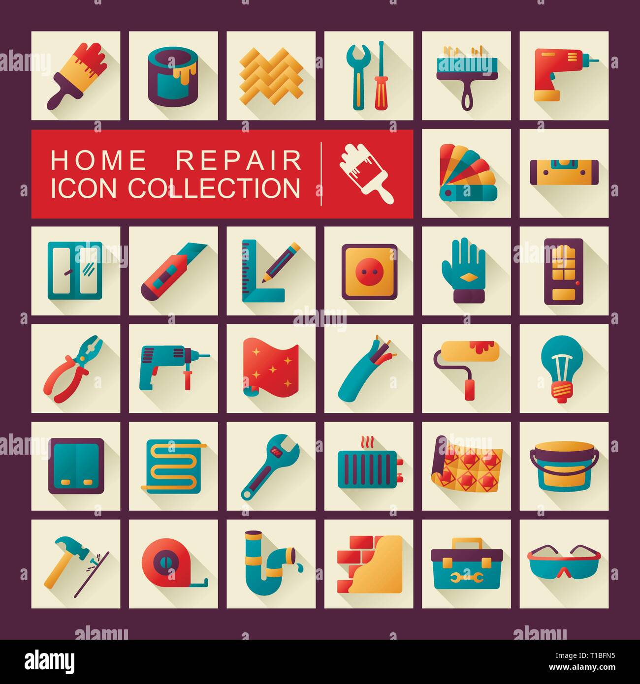 Set of building construction and home repair icons. Vector design and ...