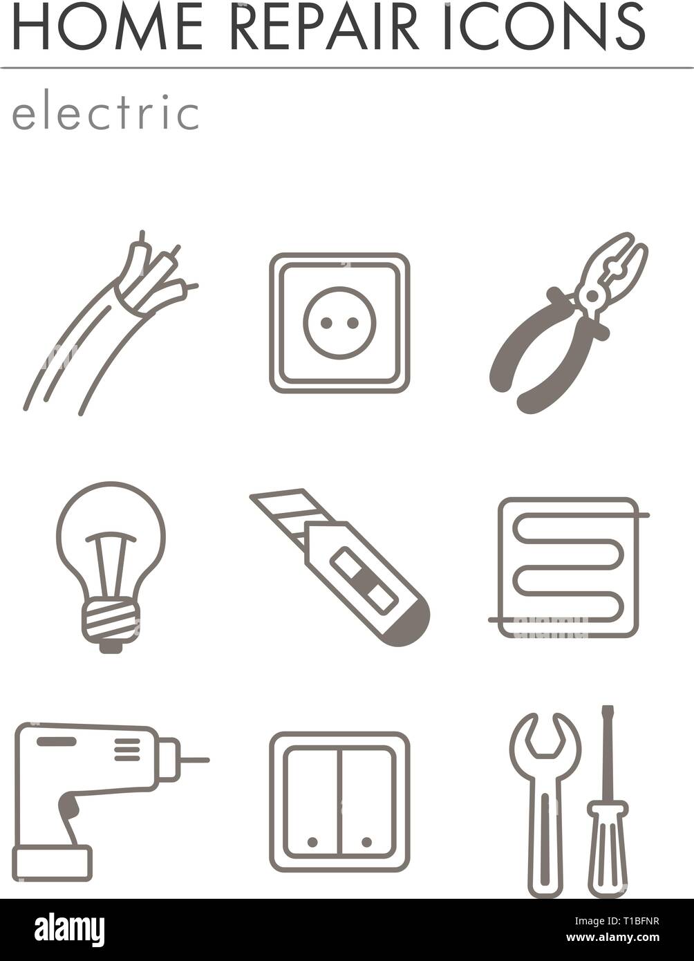 Home repair, electric icons. Vector design and illustration Stock ...