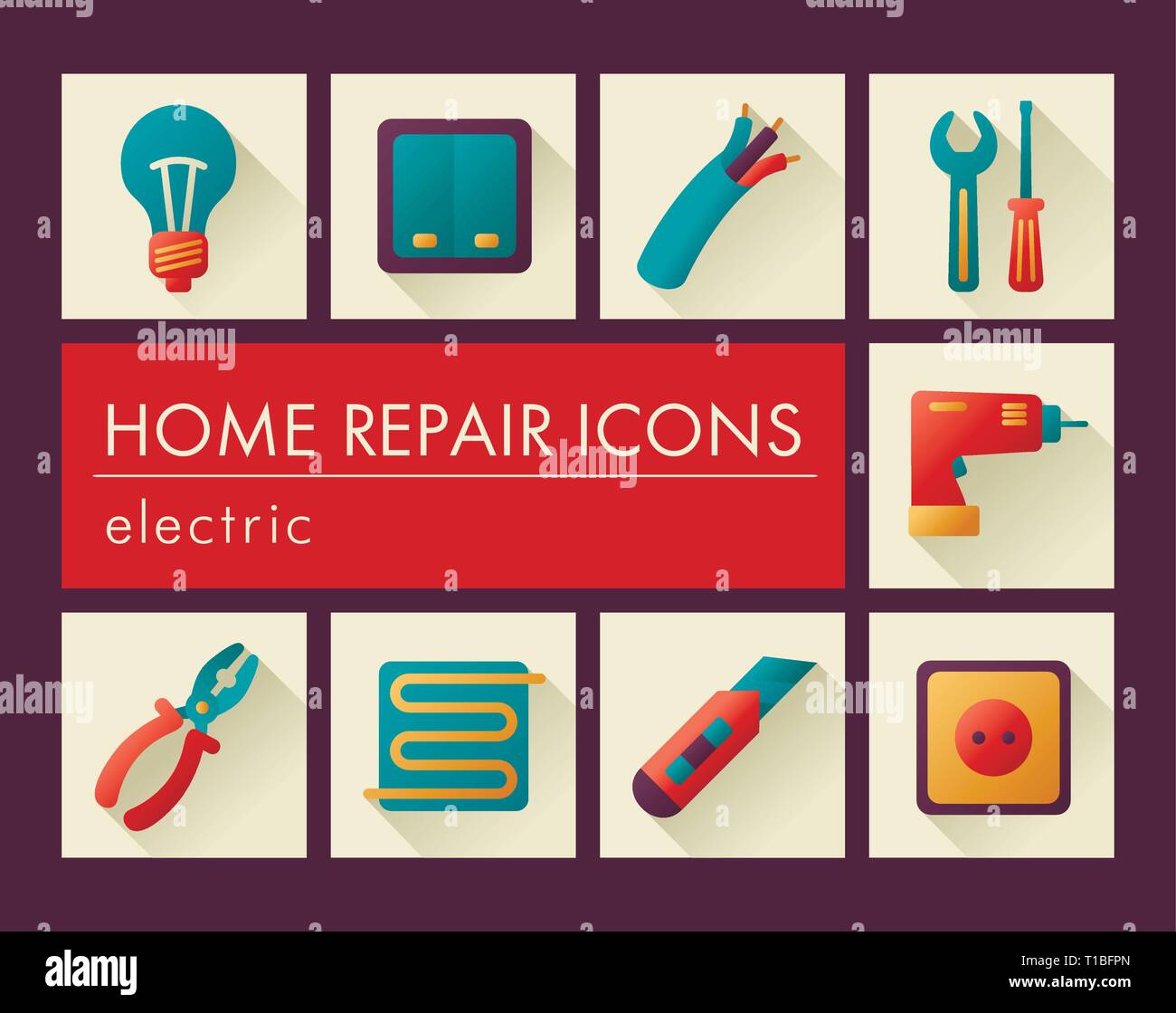 Home repair, electric icons. Vector design and illustration Stock ...