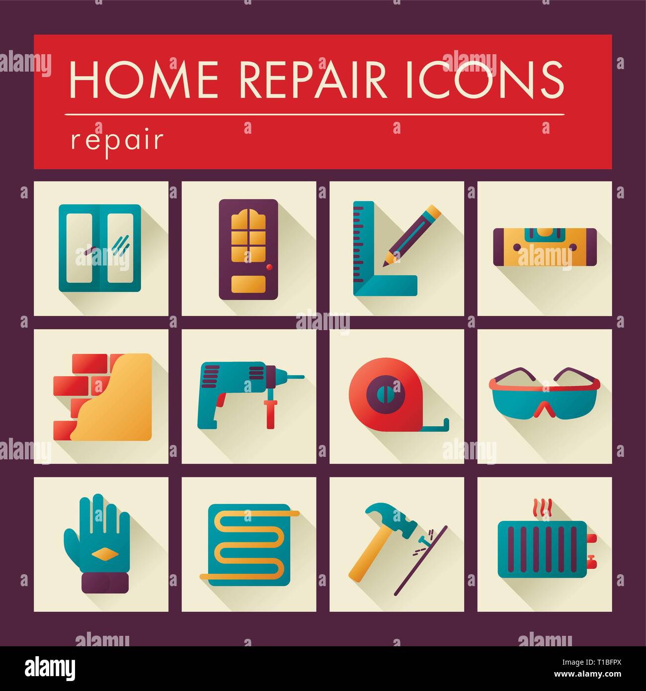 Set of building construction and home repair icons. Vector design and ...