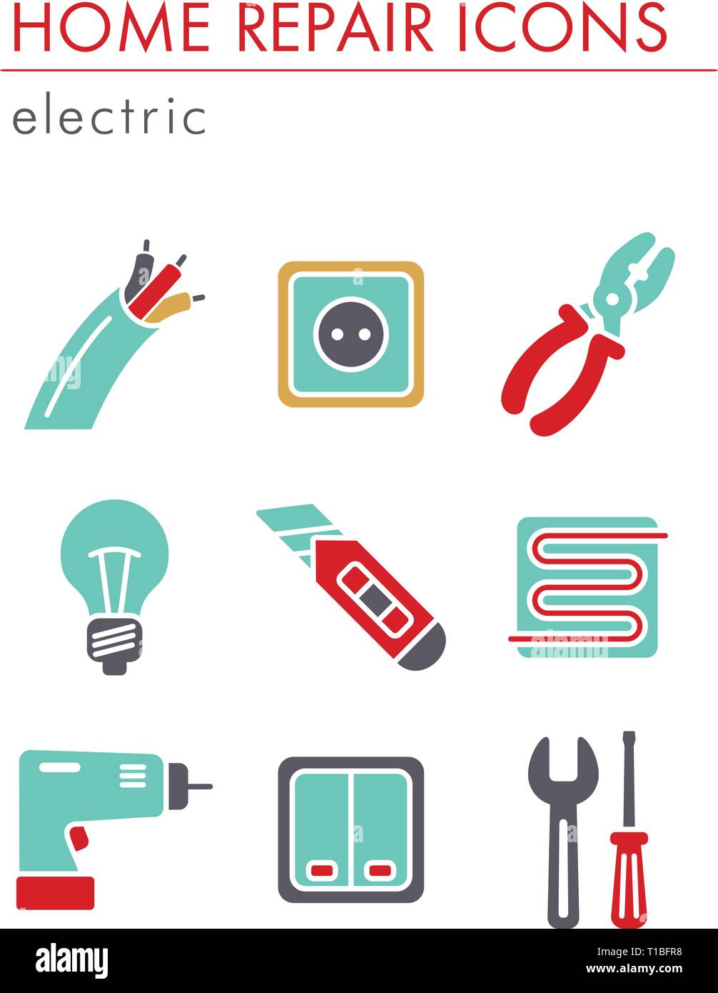 Home repair, electric icons. Vector design and illustration Stock ...