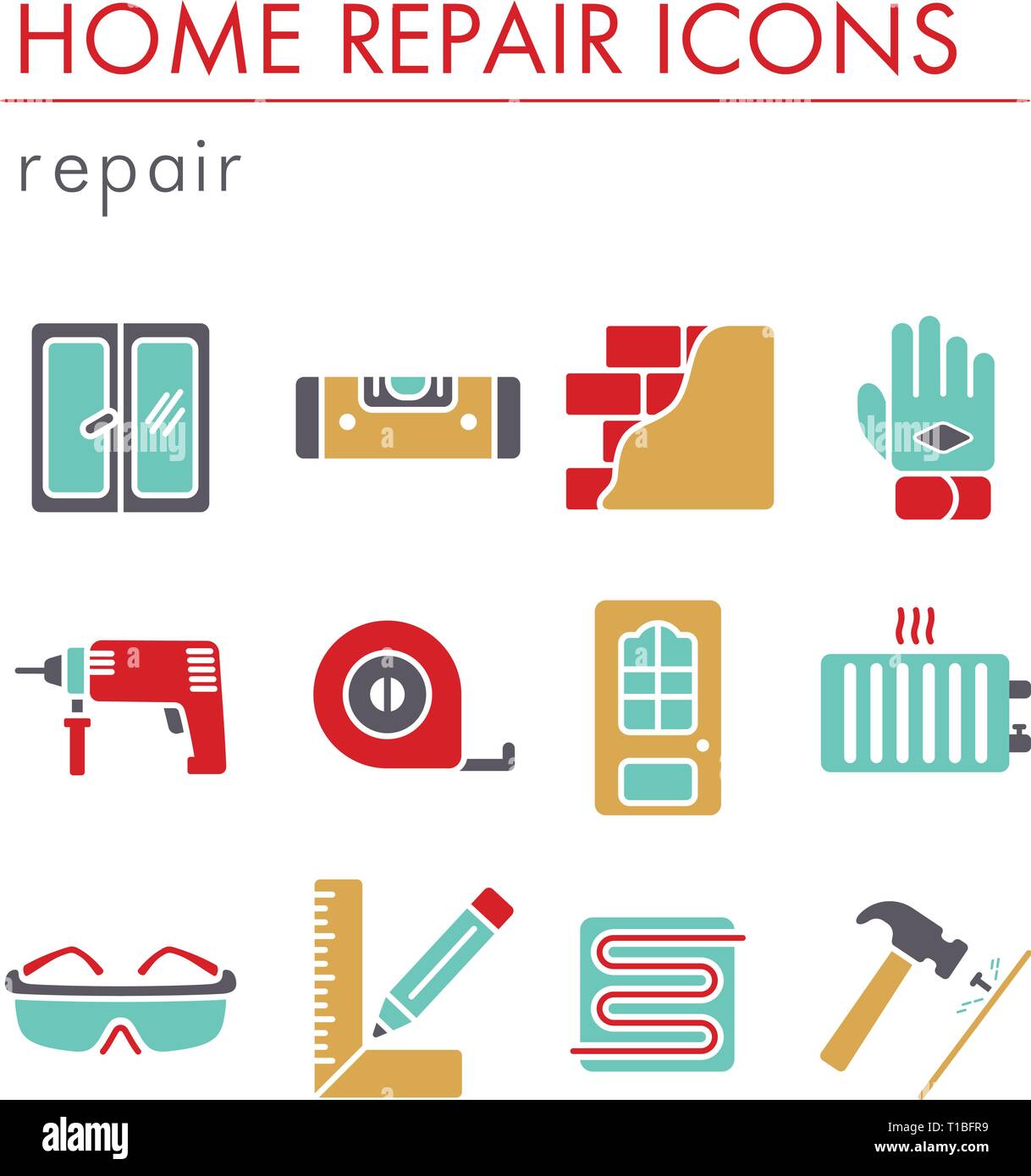 Set of building construction and home repair icons. Vector design and ...
