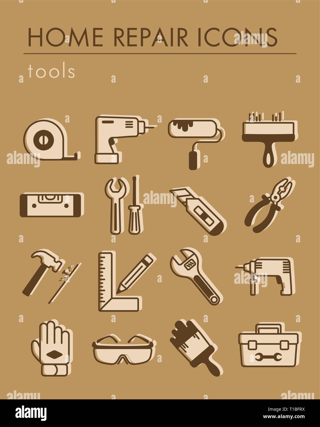 Building, construction and home repair tools icons. Vector design and ...