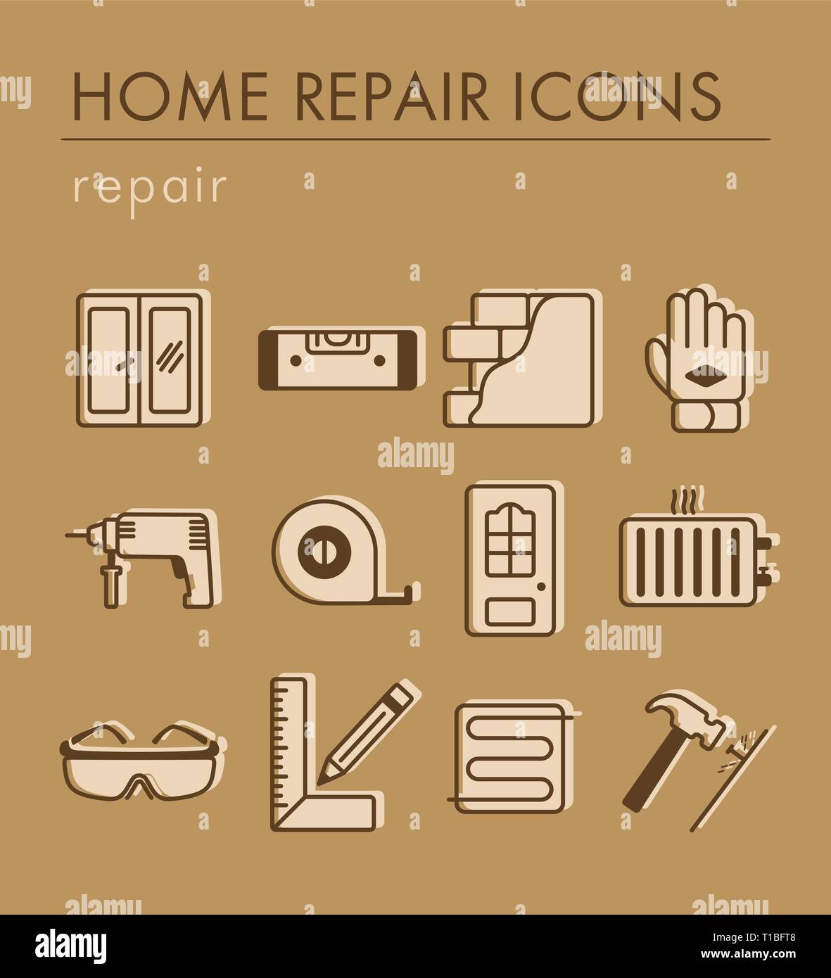 Set of building construction and home repair icons. Vector design and ...