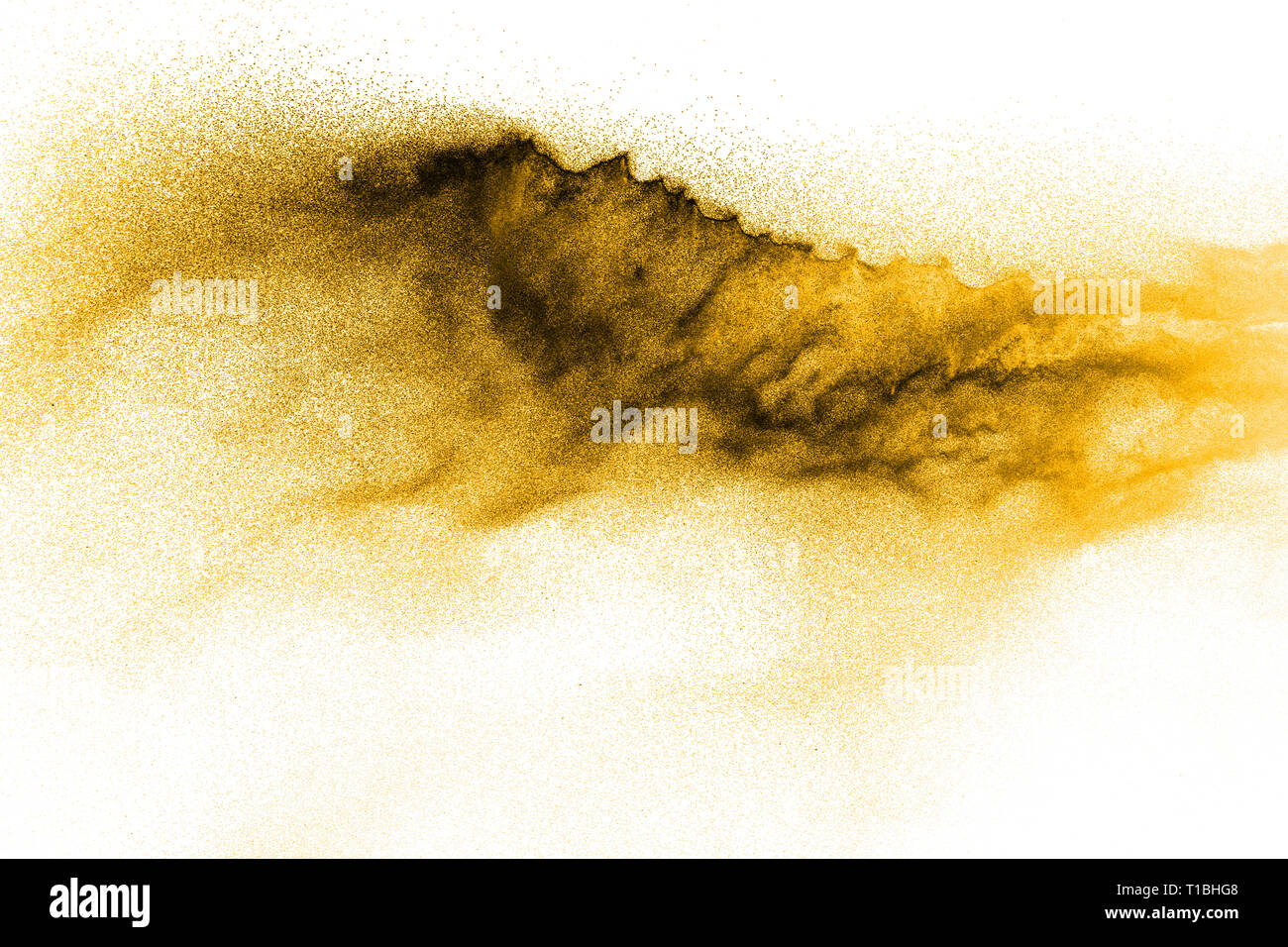 Dry river sand explosion. Brown colored sand splash against white ...