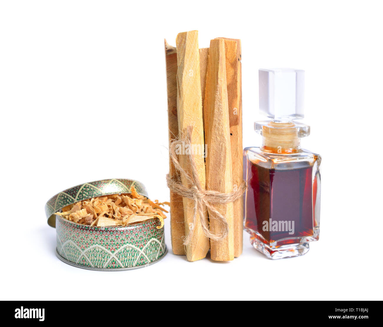Palo santo, Holy Wood sticks with essential oil. Isolated on white ...