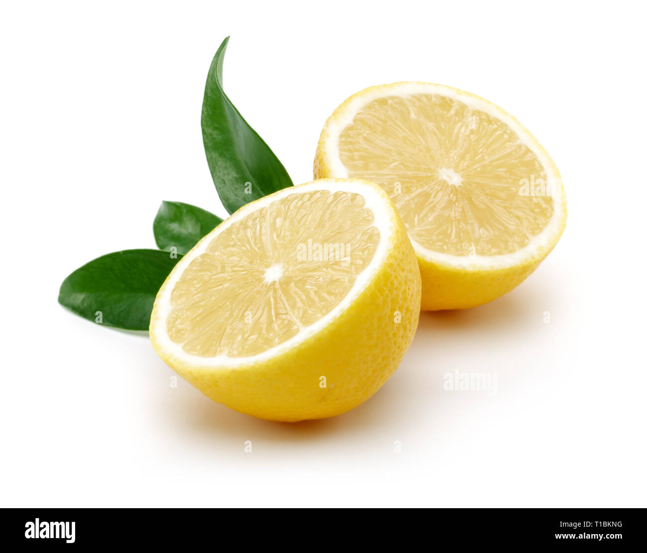 Fresh lemon fruits with leaves isolated on white background Stock Photo ...