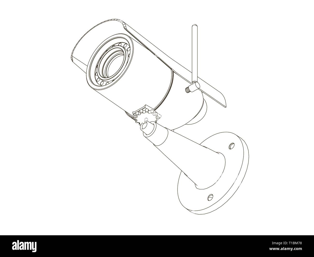 Contour of the surveillance camera. CCTV icon from black lines on white ...