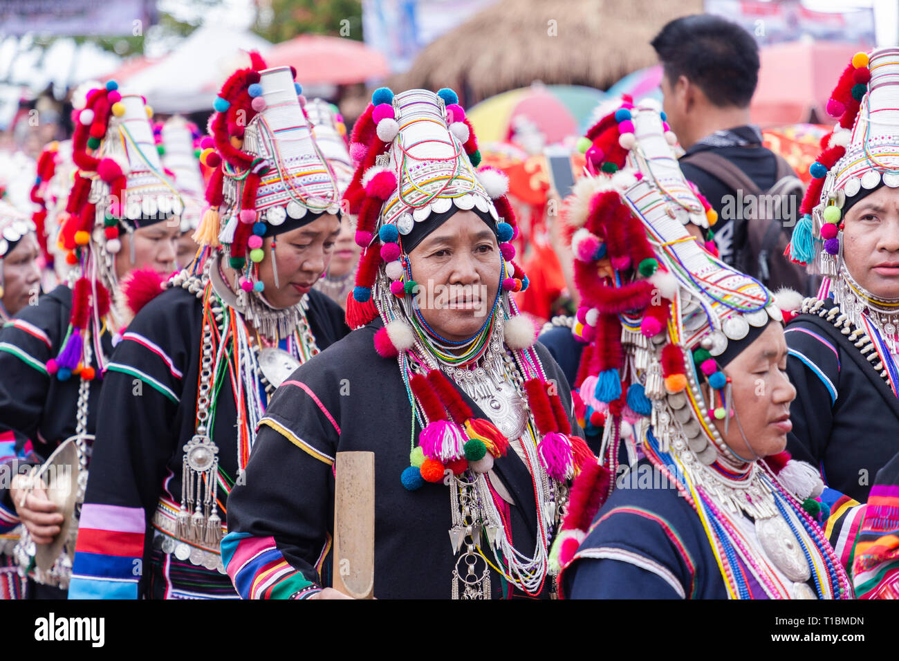 Akha woman with traditional clothes on Akha Swing Festival Stock Photo ...