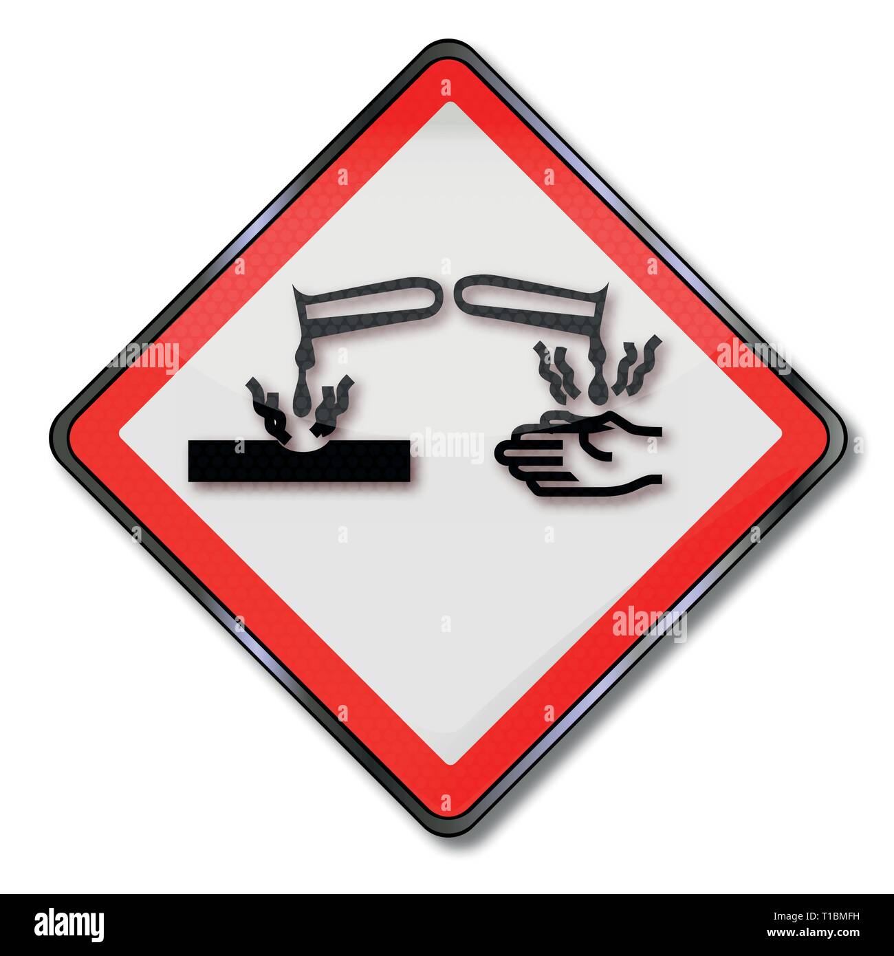 Danger of injury of the hand and damage to metal by acid Stock Vector ...