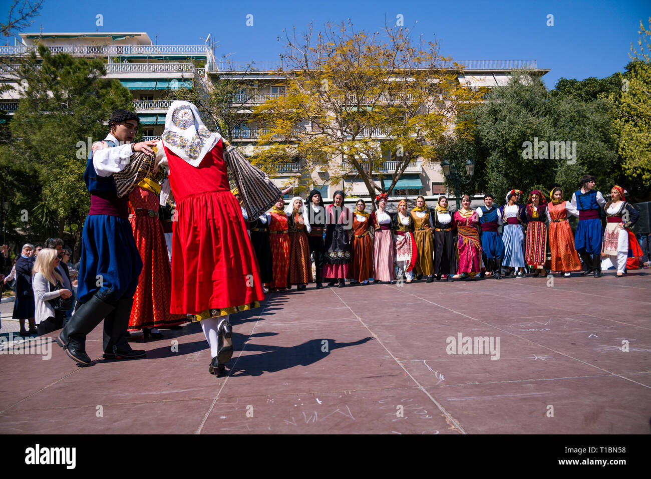 Traditional dancing in costumes, Kallithea Athens Greece Stock Photo ...