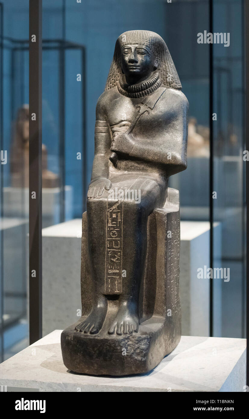 Berlin. Germany. Ancient Egyptian seated statue of Men-techenu ...
