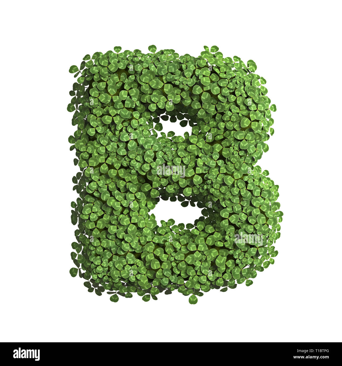 clover letter B - large 3d spring font isolated on white background ...